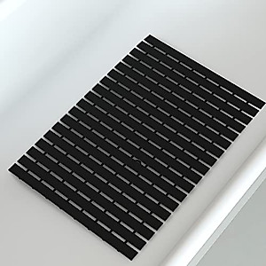Bathtub Anti-Slip mat with Grip Floor Rubber Backing for Bathroom,Massage Shower mat,Bath tub mats, No Suction Cups Thick Drainage mat,Water Resistance(SPA Black)