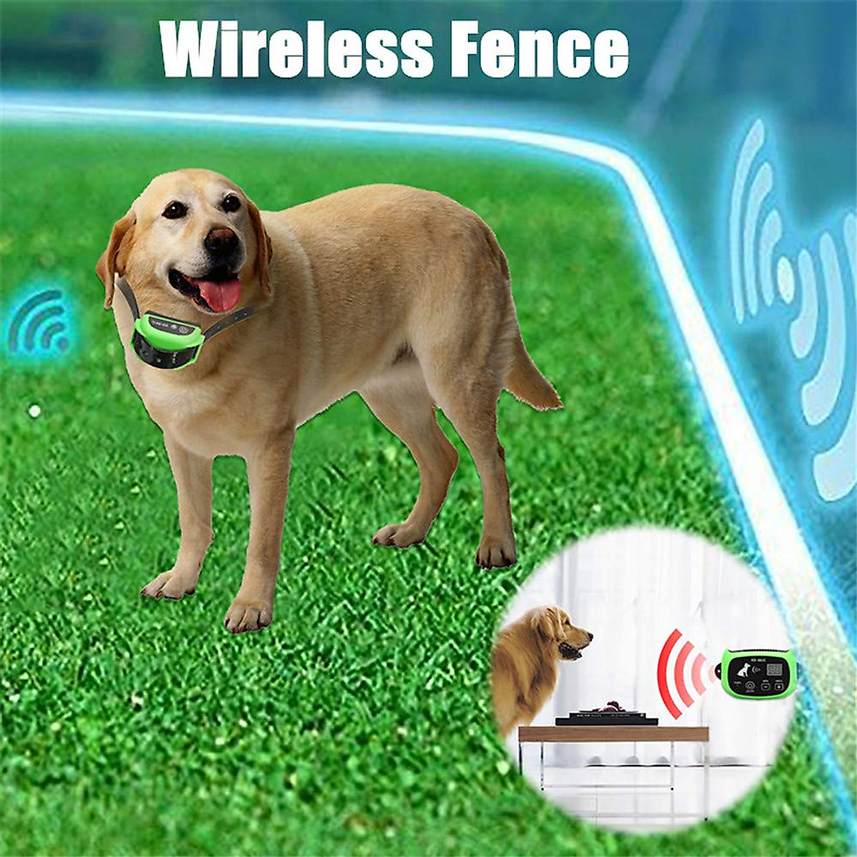Wireless Dog Fence, Pet Electric Containment System, Safe Effective Beep & Shock Dog Fence with Waterproof Collar, Adjustable Control Range & Display Distance,Electric Pet Fence,for3dogs