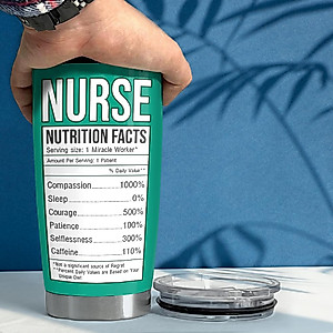 SANDJEST Nurse Tumbler Cup - Nurse Nutritional Facts Travel Coffee Mug Gift - 20oz Tumblers Nurse Gifts for Birthday, Christmas, Appreciation Week, Nursing School Graduation for Nurses, Practitioners