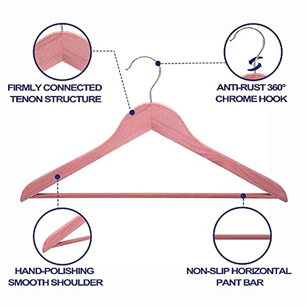 FairyHaus Natural Cedar Hangers 24Pack, Smooth Finish Wooden Coat Suit Hangers - Slim Sleek & Flat Cedar Wood Shirt Hangers with 360° Rotating Hook, Durable Cedar Clothes Hangers