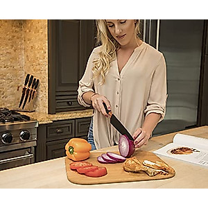 6 Piece Knife Set | 5 Beautiful Rose Gold Knives with Knife Block | Sharp Kitchen Knife Sets | Multiple Size, All Purpose Kitchen Knives | 8” Chef, Bread, & Carving Knife | Utility & Paring Knife