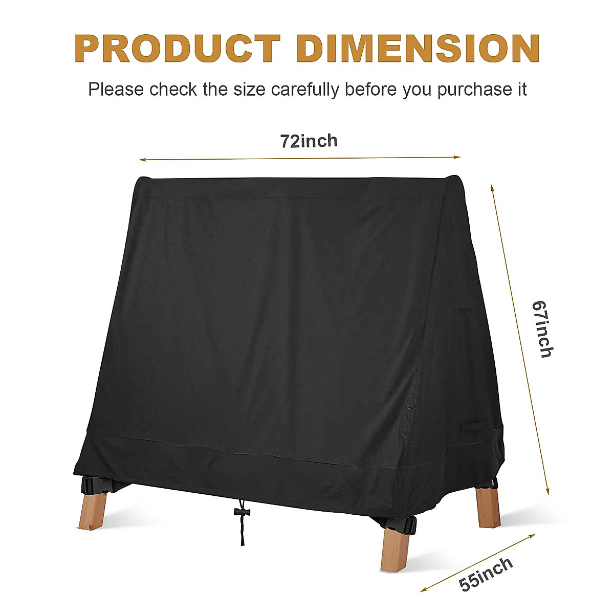 boyspringg Outdoor Swing Cover, A Frame Swing Cover 72x67x55 Inches, Patio Swing Cover Waterproof for Outdoor Furniture (Black)