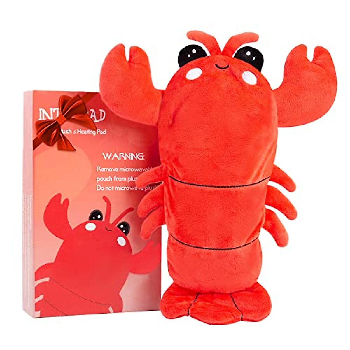 Intoypad Microwavable Menstrual Heating Pad, Crustacean Warming Pillow, Cuddly & Cute Lobster Plush with Heating Pad