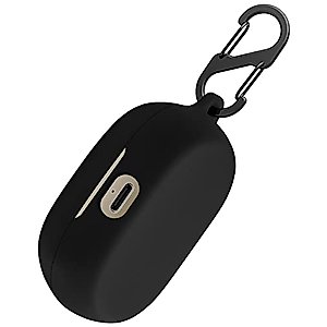 Geiomoo Silicone Carrying Case Compatible with Jabra Elite 7 Active/Jabra Elite 7 Pro, Portable Scratch Shock Resistant Cover with Carabiner (Black)