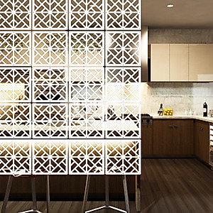 Lchen Hanging Room Divider,10 Pieces Wood-Plastic Hanging Panels 0.2“Thick Screen Panel for Living Room Bedroom Home Decoration(SG,11.4"X11.4")