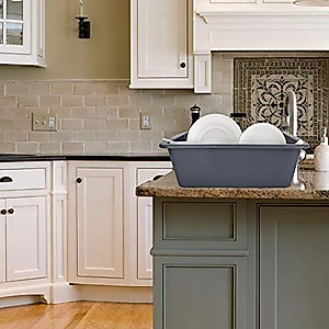 6 Pack 7 L Smal Plastic Bus Tub Restaurant Commercial Bus Tote Utility Box Plastic Dish Pans Wash Basin Tote Box, Grey (12"x 8.2"x 4.2")