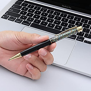 Oddmoal Fancy Metal Ballpoint Pens Floating Glitter Dynamic Liquid Sand Pen for Office Supplies, Black Ink, 12 Count(Mixed Color)