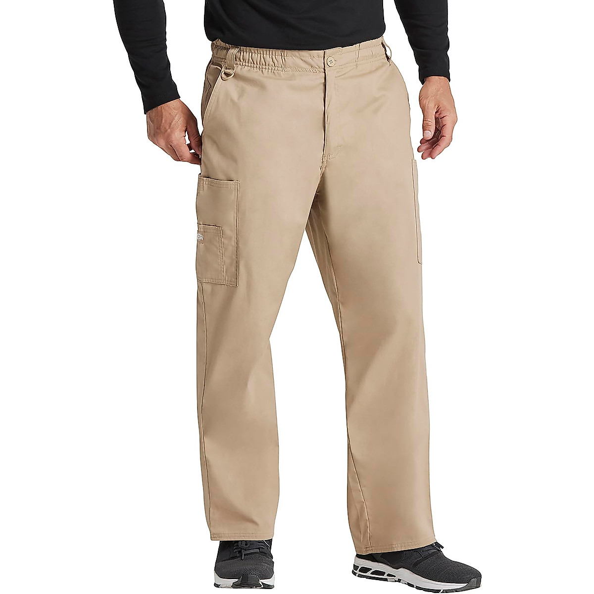 Dickies Men's Signature Elastic Waist Scrubs Pant, Dark Khaki Large Tall
