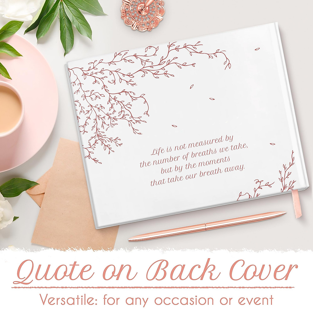 Wedding Guest Book Guest Book Wedding Gift Bag Reception Card and Pen are Included, Durable Paper Stock Pink Foil Printing on The Cover Guest Book Wedding Reception Wedding Books for Guest to Sign