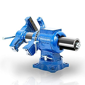 COGNATIVE 360° Multi-Purpose Bench Vise, Ductile Iron, Heavy Duty with Anvil, Clamp force 4000KG, Blue, 5-Inch