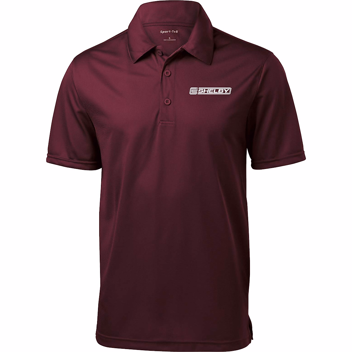 Ford Mustang Shelby Crest Pocket Print Textured Polo, Maroon Small