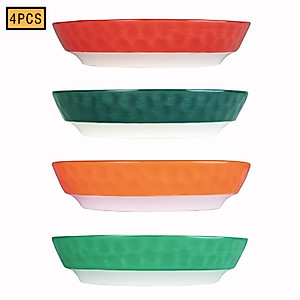 Pasta Bowls,Serving Dinner Bowls,Set of 4,26 Ounce Ceramic Bowls for Salad Fruit Dessert Appetizer and Kitchen,Cute Cartoon Bowls Microwave & Dishwasher Safe