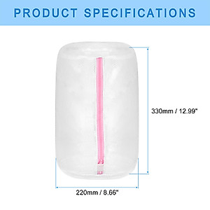 uxcell 3Pcs Shoes Washing Bag, 8.7 x 13 Inch Cylinder Mesh Laundry Bags for Washing Machine Wash Sneakers, Slippers, Delicate, Underwear, White/Pink