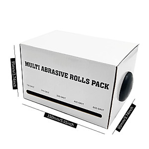 LYFJXX Emery Cloth Roll, 5 Grits Abrasive Sand Paper Set, 150 240 320 400 600 Grit Sandpaper Rolls for Wood Metal Polishing with Dispenser, Each Roll (6M)