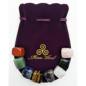 Chakra Stones Set of 7+1, Protection Crystals for Chakra Balancing, Healing Crystals and Stones for Crystal Therapy, Meditation & Reiki, Tumbled & Polished