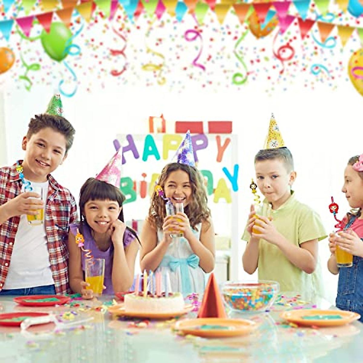 Disneys Princess Birthday Party Supplies Drinking Straws for Girl Party Favors with 2 Cleaning Brush (25+2)