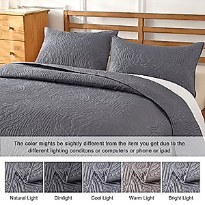 ENJOHOS Oversized King Bedspreads King Size Coverlet, Lightweight Bedspreads for Summer, Reversible Microfiber Embossed Bedding Cover, Dark Grey Quilt Coverlet Set, King/California King