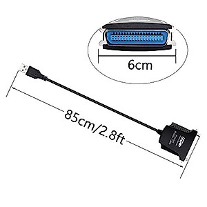 SinLoon USB to Parallel Port Adapter USB to IEEE1284 CN36 Parallel Printer Cable Adapter for Printer (2.8FT)