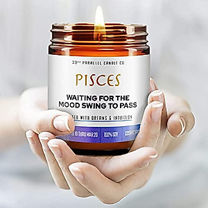 Pisces Gifts for Women, Astrology Gifts for Women, Zodiac Gifts, Pisces Candle, Zodiac Sign Gifts, Unique Candles, Candles Gifts for Women, Birthday Gifts for Women | Hand Crafted USA | 9oz