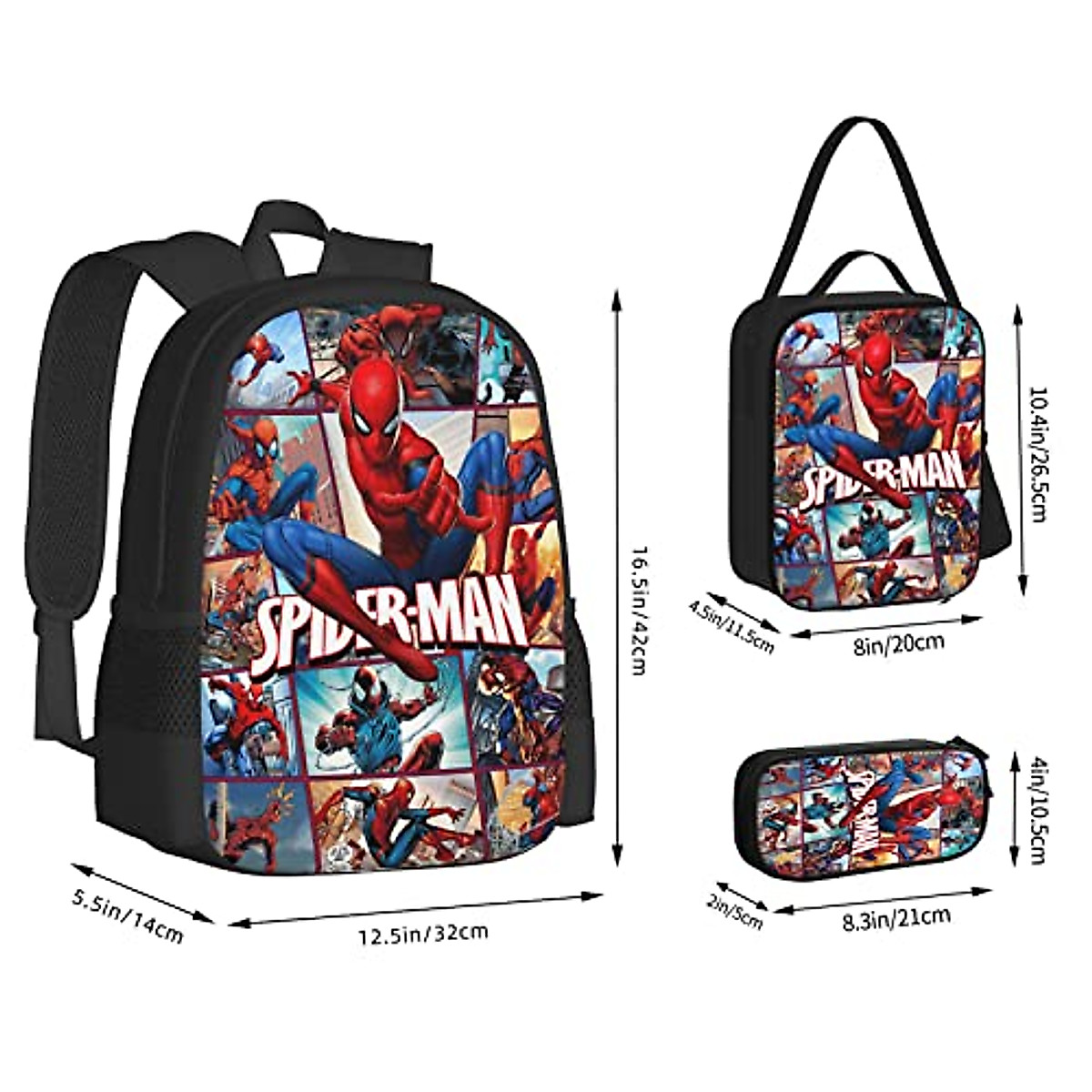 Backpack Lightweight 17-Inch Laptop Backpack with Insulated Lunch Box and Pencil Case Pouch 3 Piece Set for Travel Work