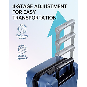 BAGSMART Carry On Luggage 22x14x9 Airline Approved,PC Hardside Suitcase,20 Inch Luggage with Spinner Wheels, Lightweight Travel Suitcases for Men Women,Navy Blue