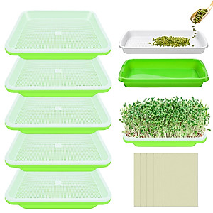 Legigo 5 Pack Seed Sprouter Trays- Soil-Free Cultivation Germination Tray, BPA Free Micro Greens Growing Trays Seed Sprouting Trays Kit with Germinating Paper for Healthy Wheatgrass, Beans and More