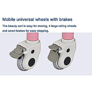 Medical Cart Household Utility Carts, Lab Cart Mobile Trolley Serving Equipment Mobile Beauty Salon Cart with Universal Wheel, Spa Hair Styling Rolling Trolley with Brake, Abs Utility Cart, Pink, S-54