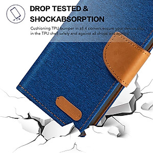 Infinix Smart 5A Case, Oxford Leather Wallet Case with Soft TPU Back Cover Magnet Flip Case for Infinix Smart 5A (6.6”) Blue