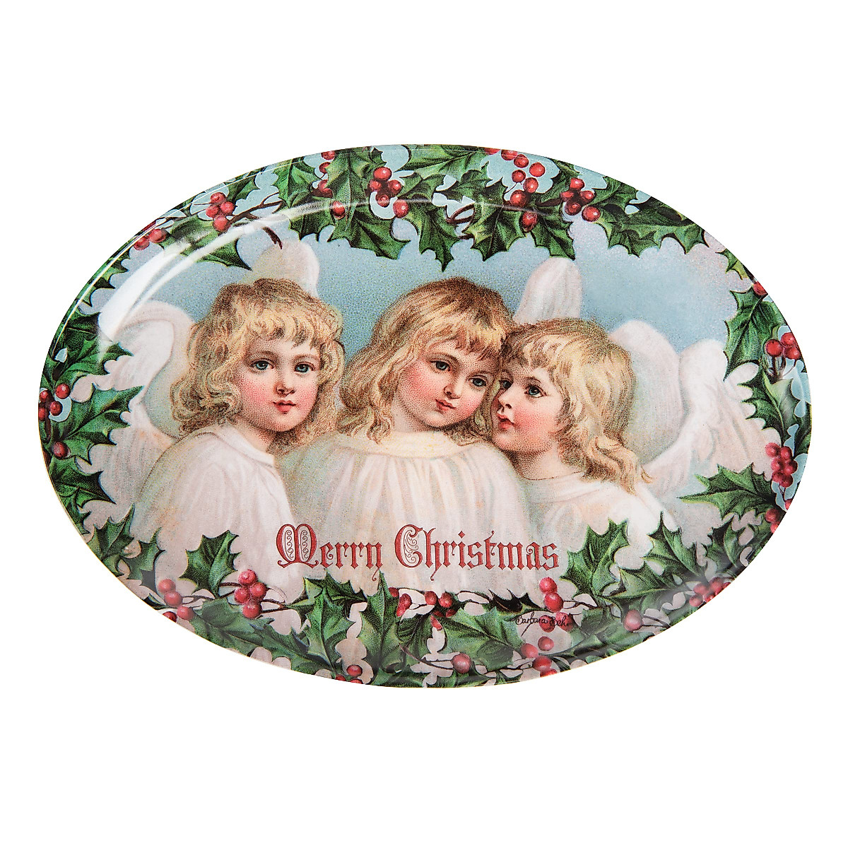 Gallerie II Merry Christmas Angel Platter Green