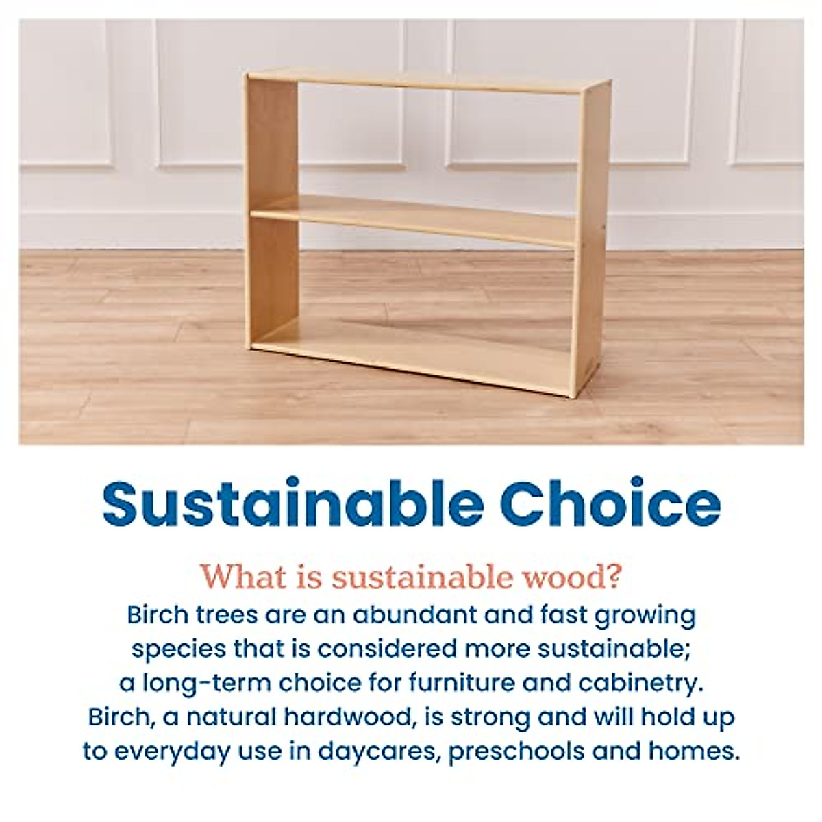 ECR4Kids Streamline 2-Shelf Double-Sided Storage Cabinet, 30in, Classroom Storage, Natural