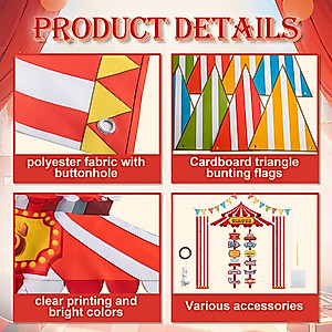 Tlswshsy 17PCS Circus Tent Decorations Set, Carnival Circus Door Banner with Awning and Directional Signs, Red and White Carnival Welcome Supplies for Circus Theme Party Birthday Home Decor
