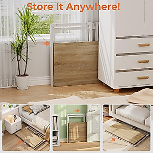 SOROGRA Small Folding Desk 31.5 Inch, Foldable Computer Desks with LED Lights and Monitor Stand, Work Portable Table for Home Office Bedroom, Oak