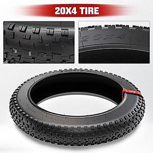 1PZ T20-X01 Fat Tire 20 x 4.0 Inch E-Bike Mountain Bicycle Tire Replacement for High-Performance Puncture-Resistant and All-Terrain Folding Electric MTB Tire with Offroad or Trail Riding