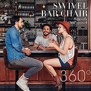 Sophia & William Kitchen Bar Stools Set of 2 Counter Height Adjustable Swivel Bar Stools with Back, Modern PU Leather Cushioned Counter Stools for Island Pub, Farmhouse, 300lbs ,Reddish Brown