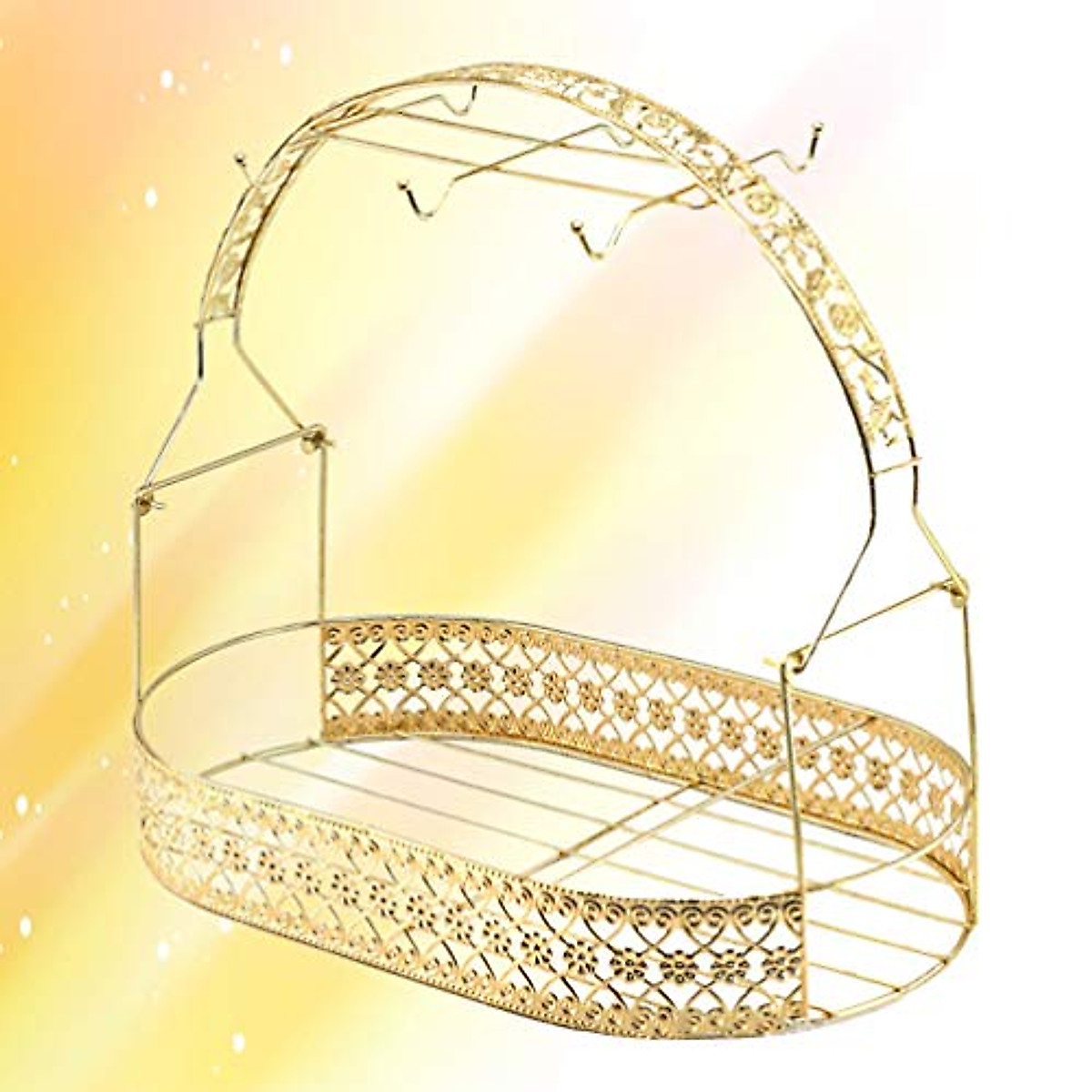 Operitacx Coffee Mug Holder with Saucer Organizer Cup Drying Rack 6 Cup Hooks Drainer Organizer Mug Tree Drinking Glass Holder Stand Mug Drainer Tray for Cups Mugs Cup Stand