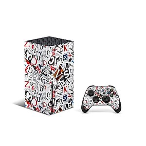ZOOMHITSKINS Compatible with X1 Series X, Paper Newspaper Letter Print Red White Black Initial, Durable, Bubble-Free, Made in USA