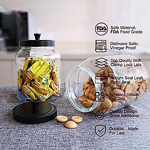 Glass Jars With Sealed Lids,Clear Glass Food Storage Container with Black Brushed Metal lids,100 OZ(Set of 3)
