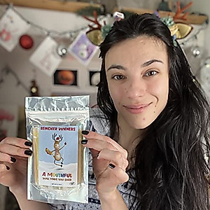 Reindeer Wieners Candy Wax Sticks- Funny Christmas Stocking Stuffers and White Elephant Gifts by Inspired Candy, 5oz Bag