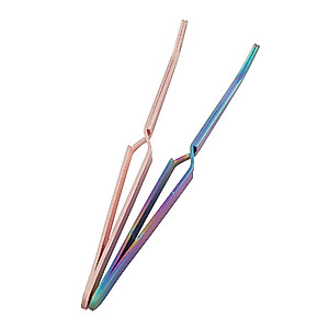 Jualyue Nail Art Tweezers Set Stainless Steel Tip C Curve Pinchers Sculpture Clip Manicure Pointed Slant Tool for Nail Art 2pcs, Curved Nail Tweezers, Nail Tweezers Nipper, Nail Tweezers