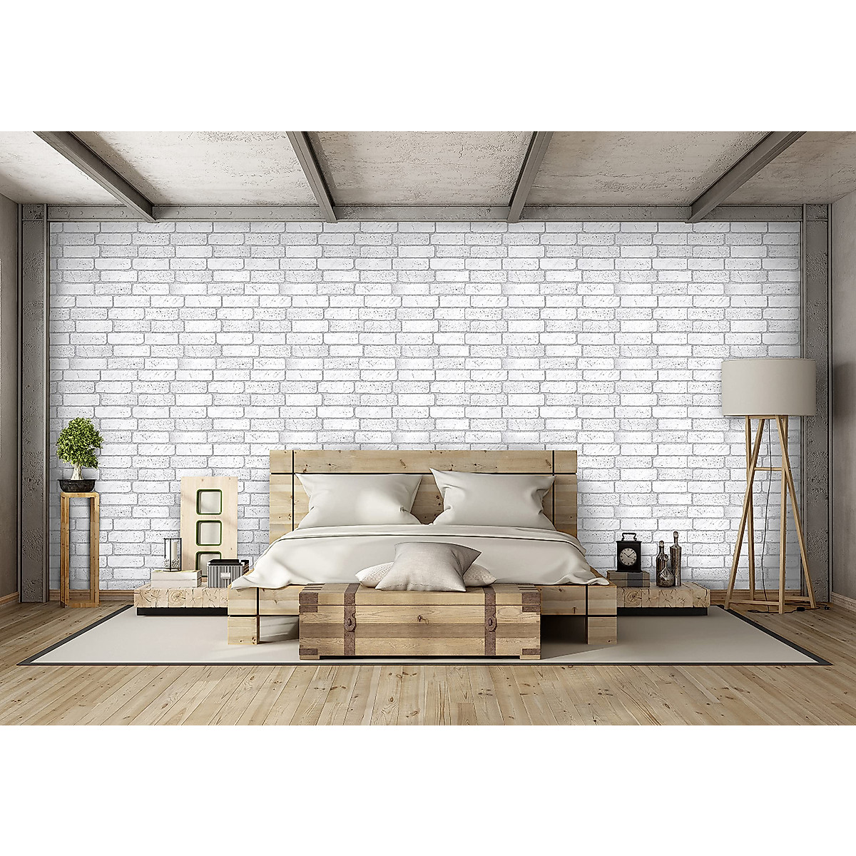 CONCORD WALLCOVERINGS ™ 3D Wall Panels, Pack of 1 - Old Brick Design in White, Realistic Textured PVC Panels, 3D Decorative Wall Coverings, 17.5" x 23.75", Covers 28.86 sq.ft., Model 571OG