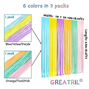 Pastel Rainbow Tinsel Curtain Party Backdrop - GREATRIL Pastel Color Foil Fringe Curtain Photo Booth Streamers for Birthday Easter Spring Baby Bride Shower Ice Cream Unicorn Girls Party Decorations