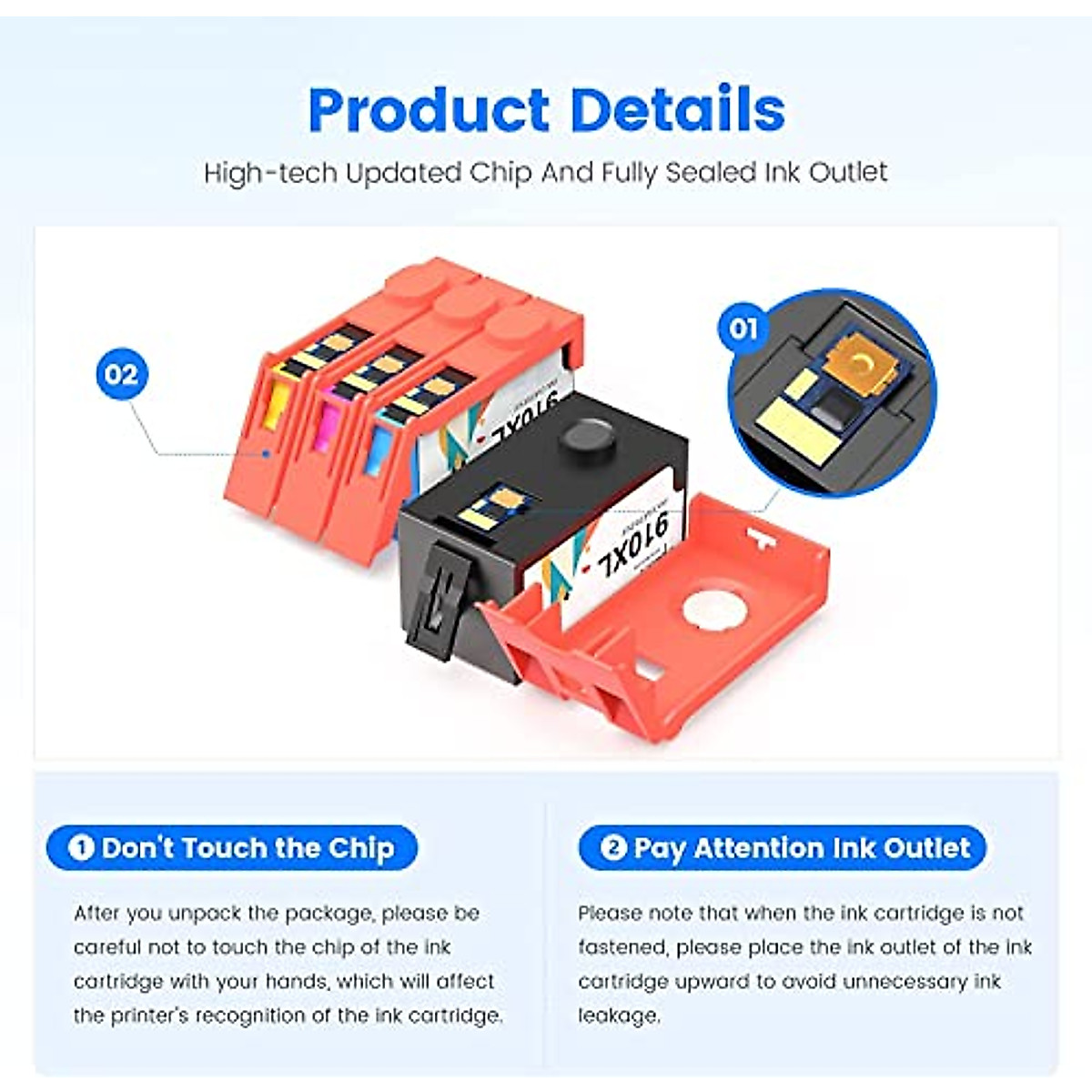 Topkolor Compatible HP 910XL Ink Cartridges Compatible HP Ink 910 Officejet Pro 8020 8020e 8025 8025e 8025e 8035 8035e 8028 8028e and OfficeJet 8022 8022e Printers, 4 Pack 910 XL Ink Cartridges