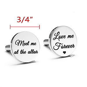 Melix Home Stainless Steel CuffLinks for Men Groom Meet Me at The Altar Wedding Gifts Cuff Links (love me forever)