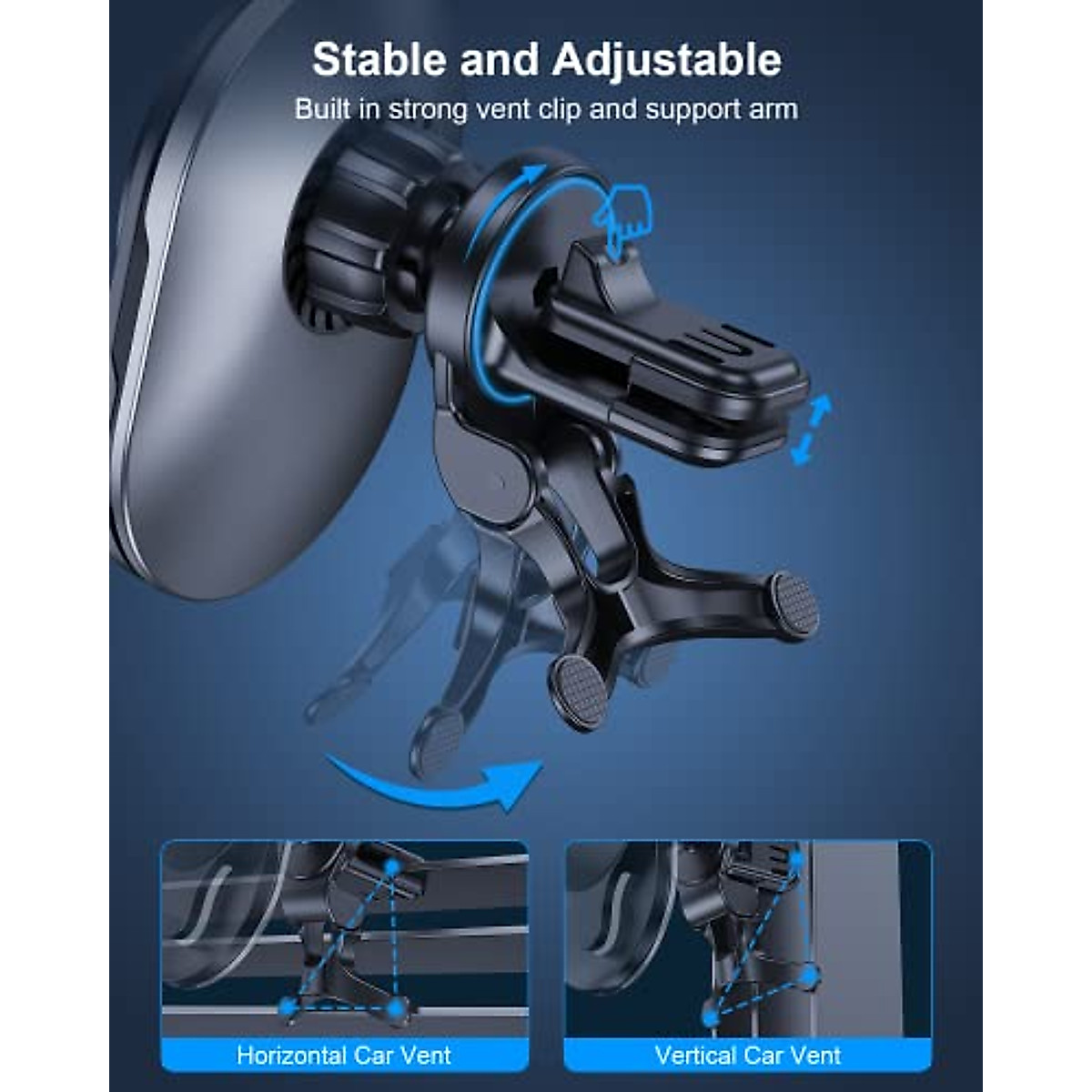 Weetla Fits iPhone MagSafe Car Mount Charger,Magnetic Wireless Car Charger for Air Vent Mount Compatible with iPhone 14/13/12 Series and Magnetic Cases,Black