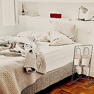 Cabilock 3 Tiers Shoes Rack Entryway Shoes Storage Organizer Metal Slippers Shelf Shoes Stand Space Saving Shoes Storage Shelf for Entryway Living Room Bathroom Black