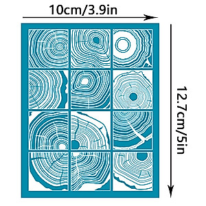 OLYCRAFT 4x5 Inch Clay Stencils Wood Grain Pattern Silk Screen for Polymer Clay Square Tree Stump Silk Screen Stencils Mesh Transfer Stencils Plant Mesh Stencil for Polymer Clay Jewelry Making