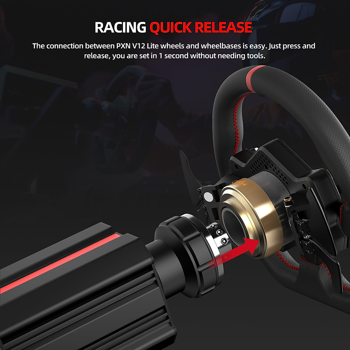 PXN V12 Lite Direct Drive Racing Wheel and Pedal, 4-Metal Paddle Shifter, Quick Release, Driving Force Leather Steering Wheel Compatible with PC, PS4, Xbox one, Xbox series s/x