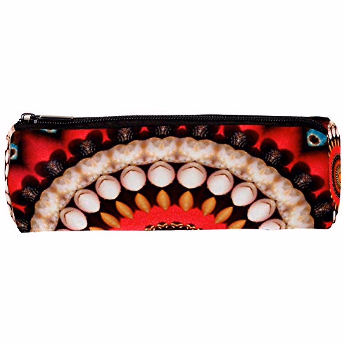 Red Circular Hippie Mandala Pencil Bag Pen Case Stationary Case Pencil Pouch Desk Organizer Makeup Cosmetic Bag for School Office