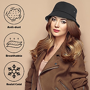 BESTOYARD Chic Unisex Bucket Hat Sunhat Bonnie Caps Summer Packable with Pin Piercing Decorations (Black), 30 x30 x 10 cm