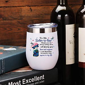 Qatdey Sister in Law Gifts Wine Tumbler, Sister in Law Birthday Gift Ideas, Best Gifts for Sister in Law Mug, Wedding Gifts for Sister-in-Law, Future Sister in Law Gifts from Sister in Law 12 oz Cup